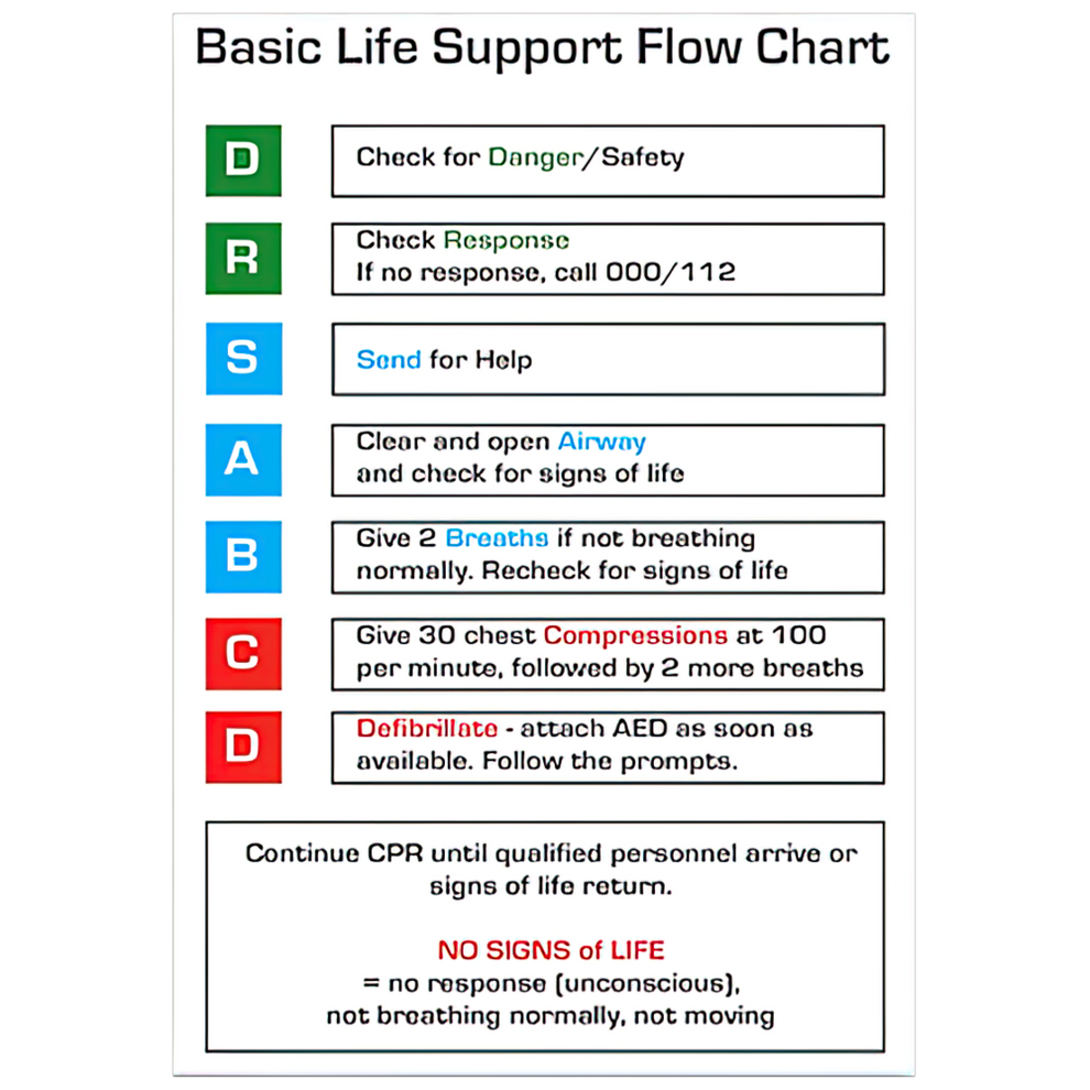 AEROGUIDE CPR Flow Chart Card 10 x 14cm – promedsupplies.com.au